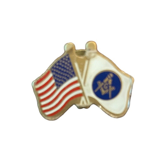 Accessories | Vintage Masonic Mason Flag And American Flag Enamel Pin ...